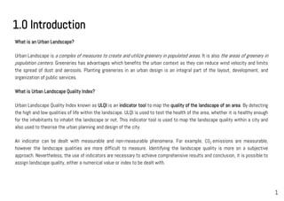Urban landscape Quality Index Report | PPTX | Landscaping | Home & Garden