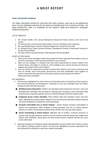 Report of Webinar (Needs of Children In & Out of School Settings).docx