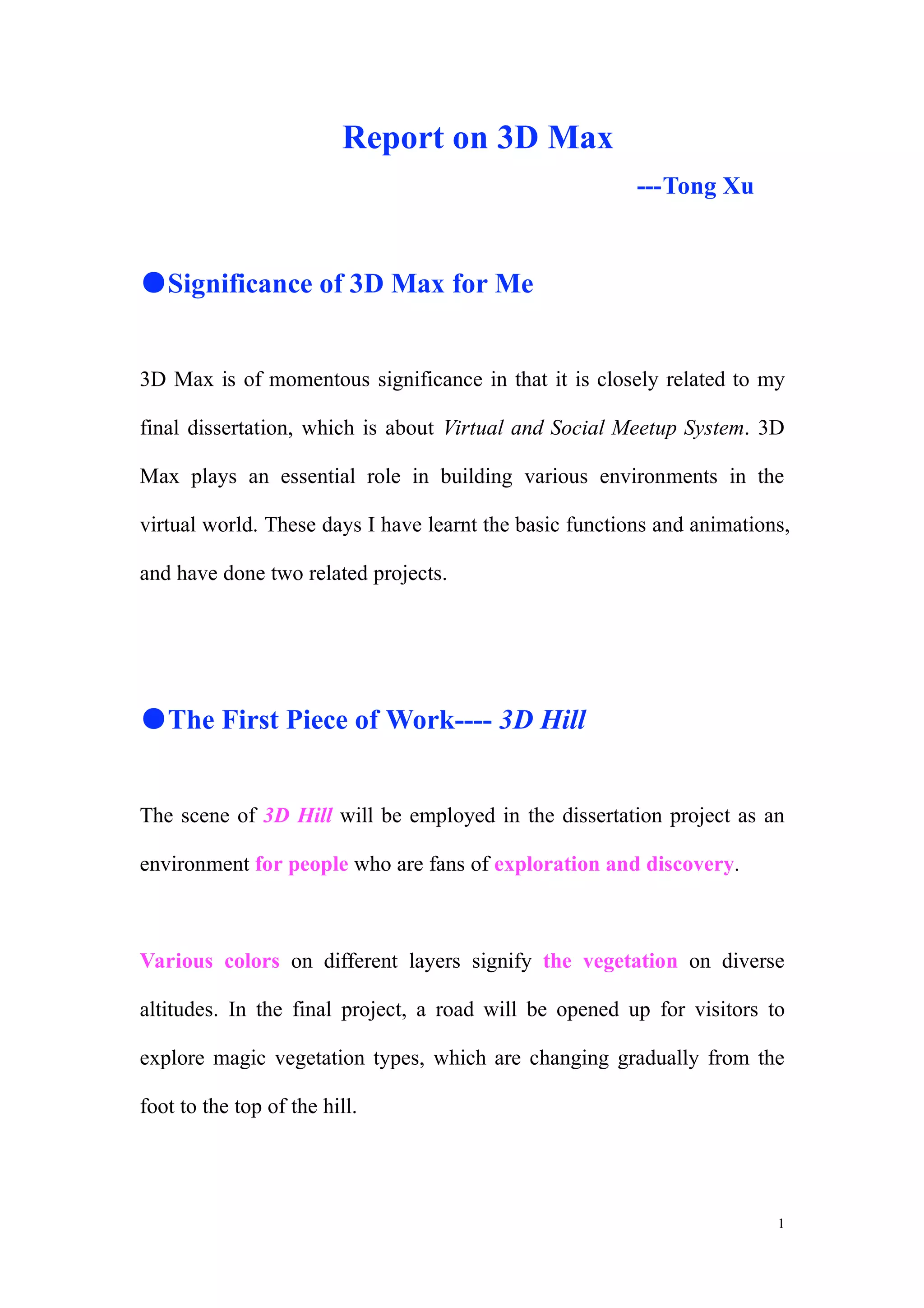 Report On 3D Max | PDF