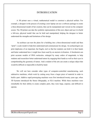Report on 3d printing | PDF