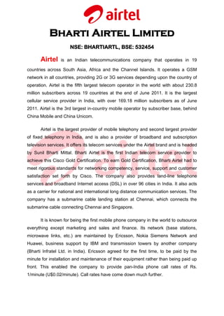 Report on airtel | PDF