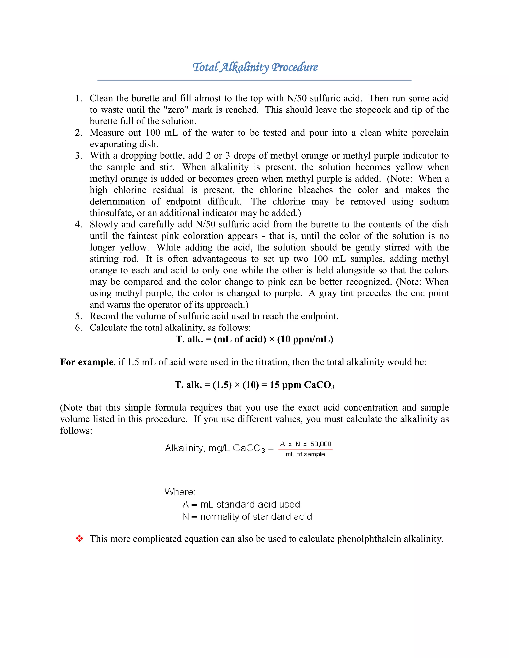 Report on alkalinity test | DOCX