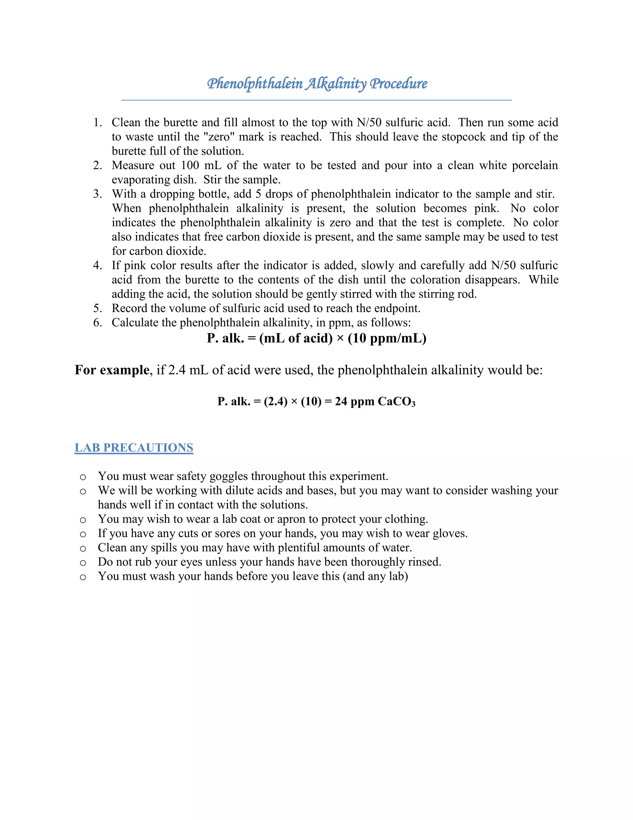 Report on alkalinity test | DOCX
