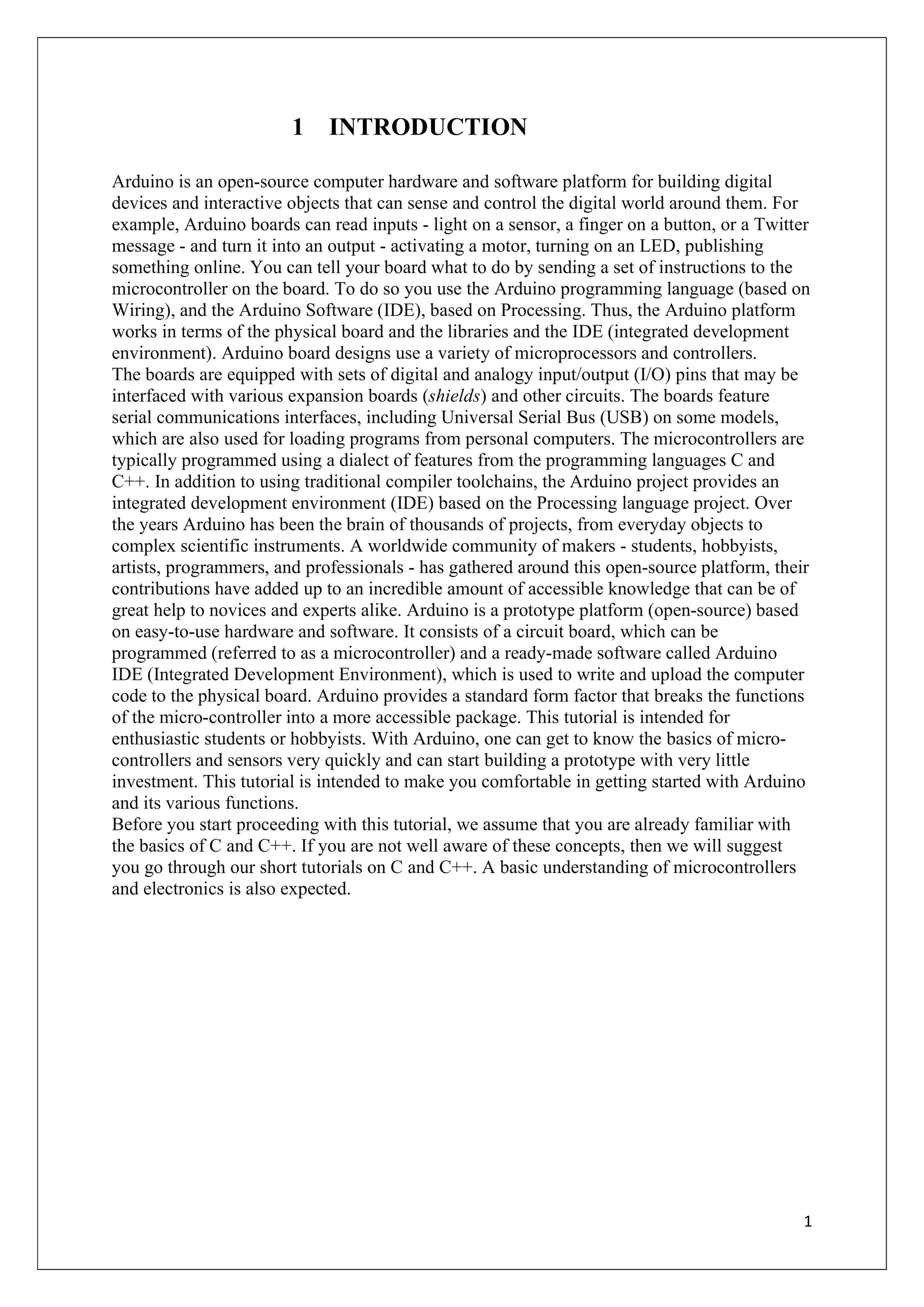 Report on arduino | PDF