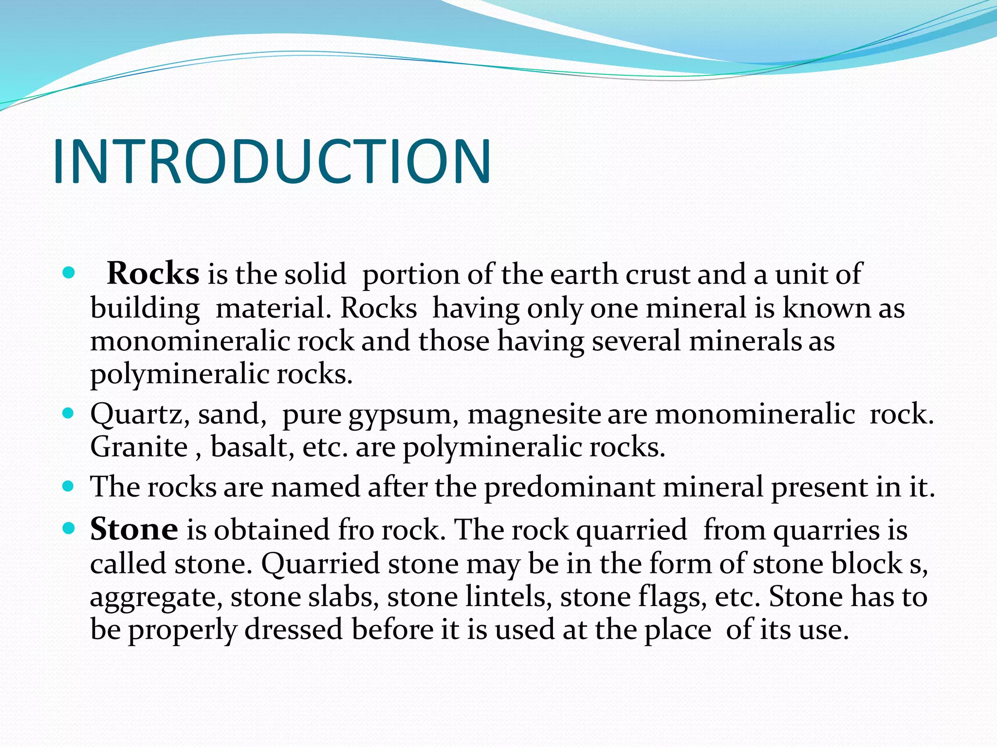 Report on building material[ rock and stone | PPTX
