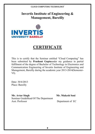 Report on cloud computing by prashant gupta | DOCX