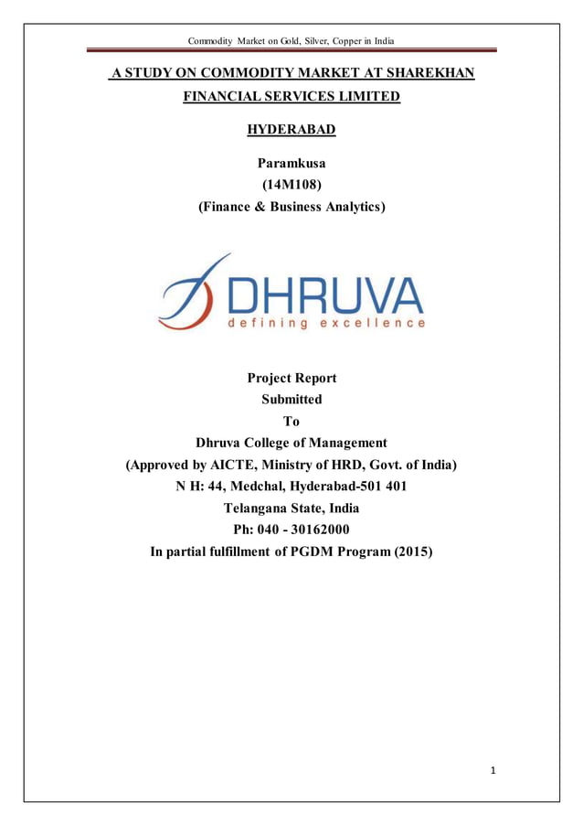Project Report on commodity market | DOCX | Stocks and Bonds | Personal Investing