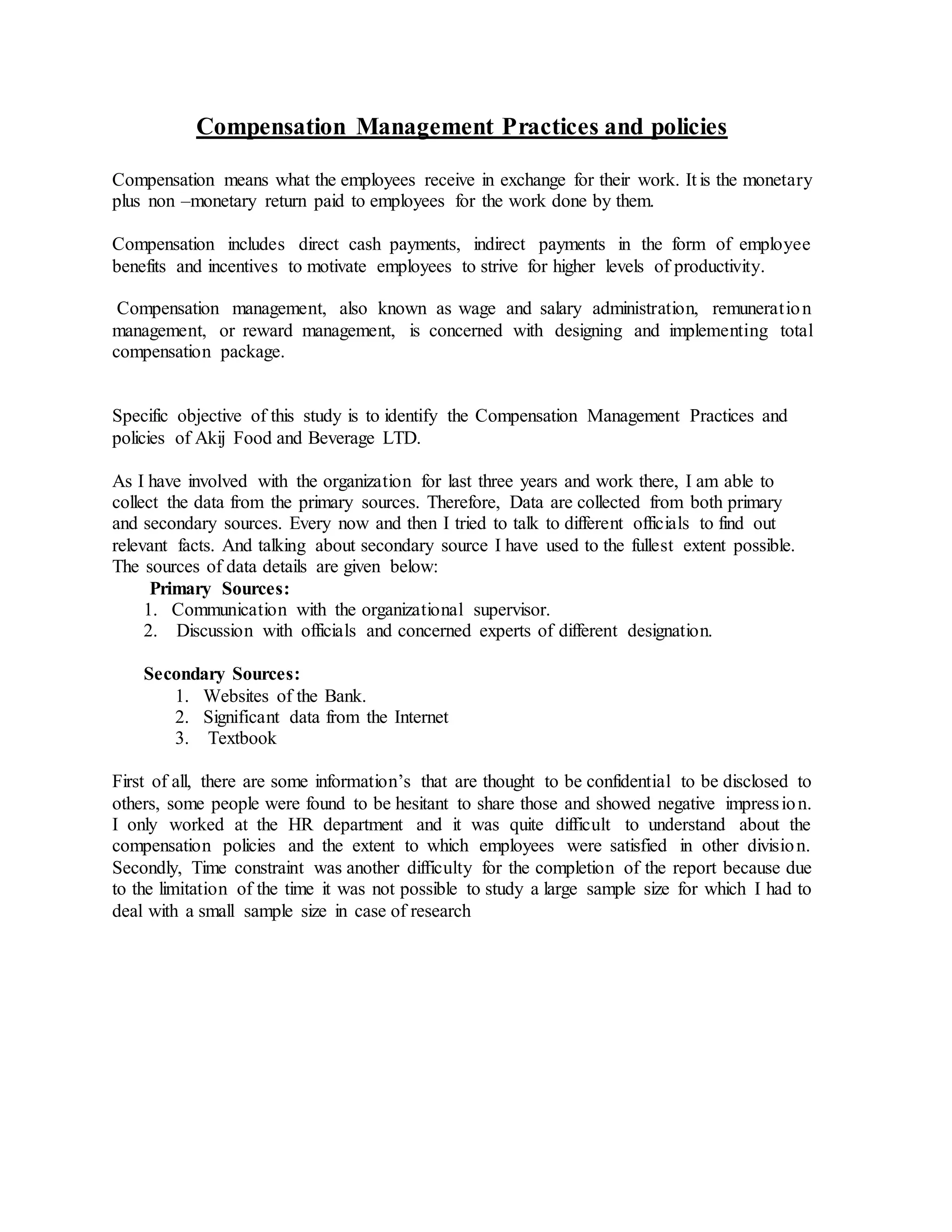 Report on compensation management | DOCX