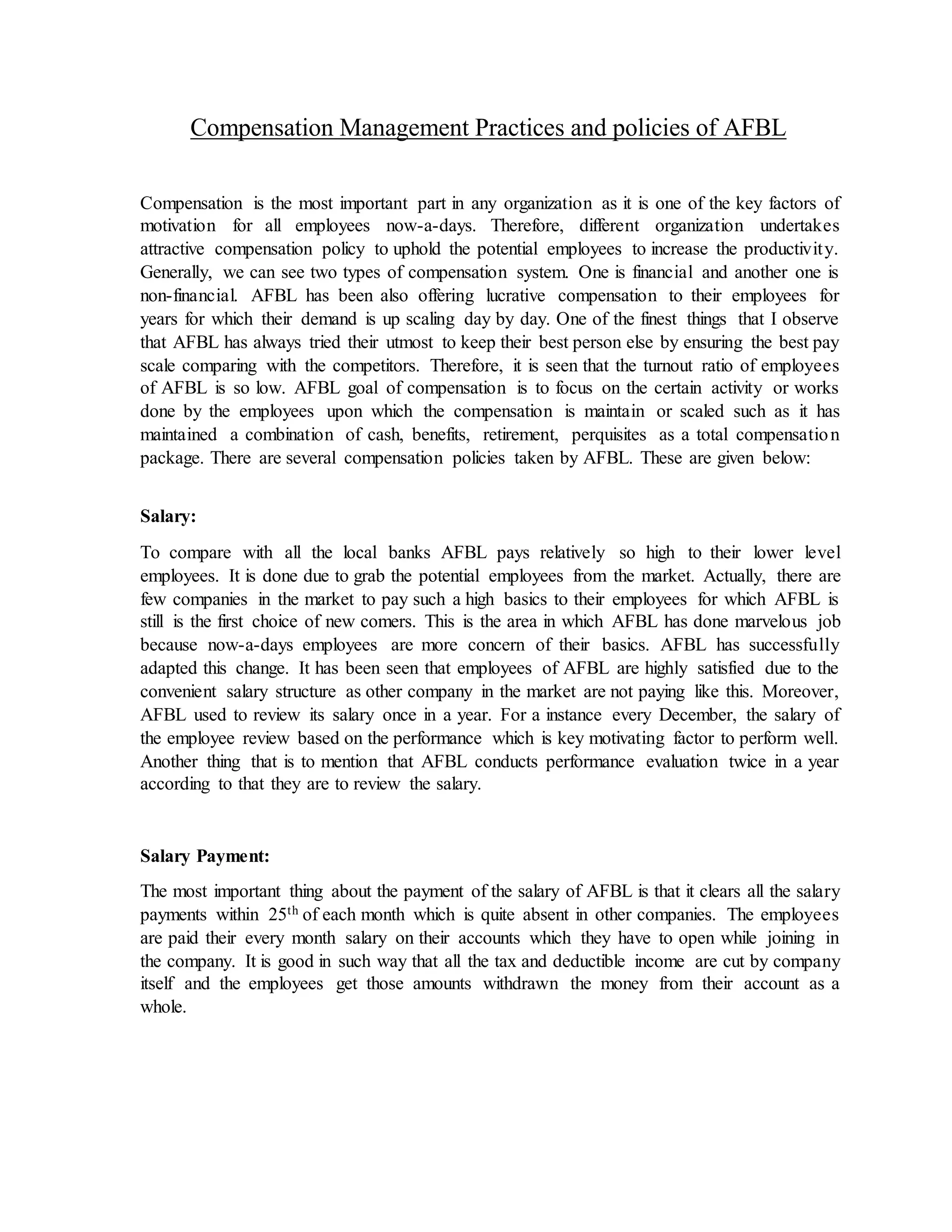 Report on compensation management | DOCX