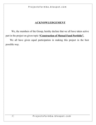 Report on construction of mutual fund portfolio | DOC