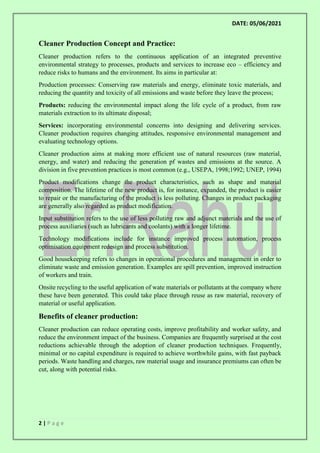 Report on cleaner production in small sector | PDF