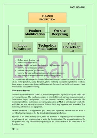 Report on cleaner production in small sector | PDF