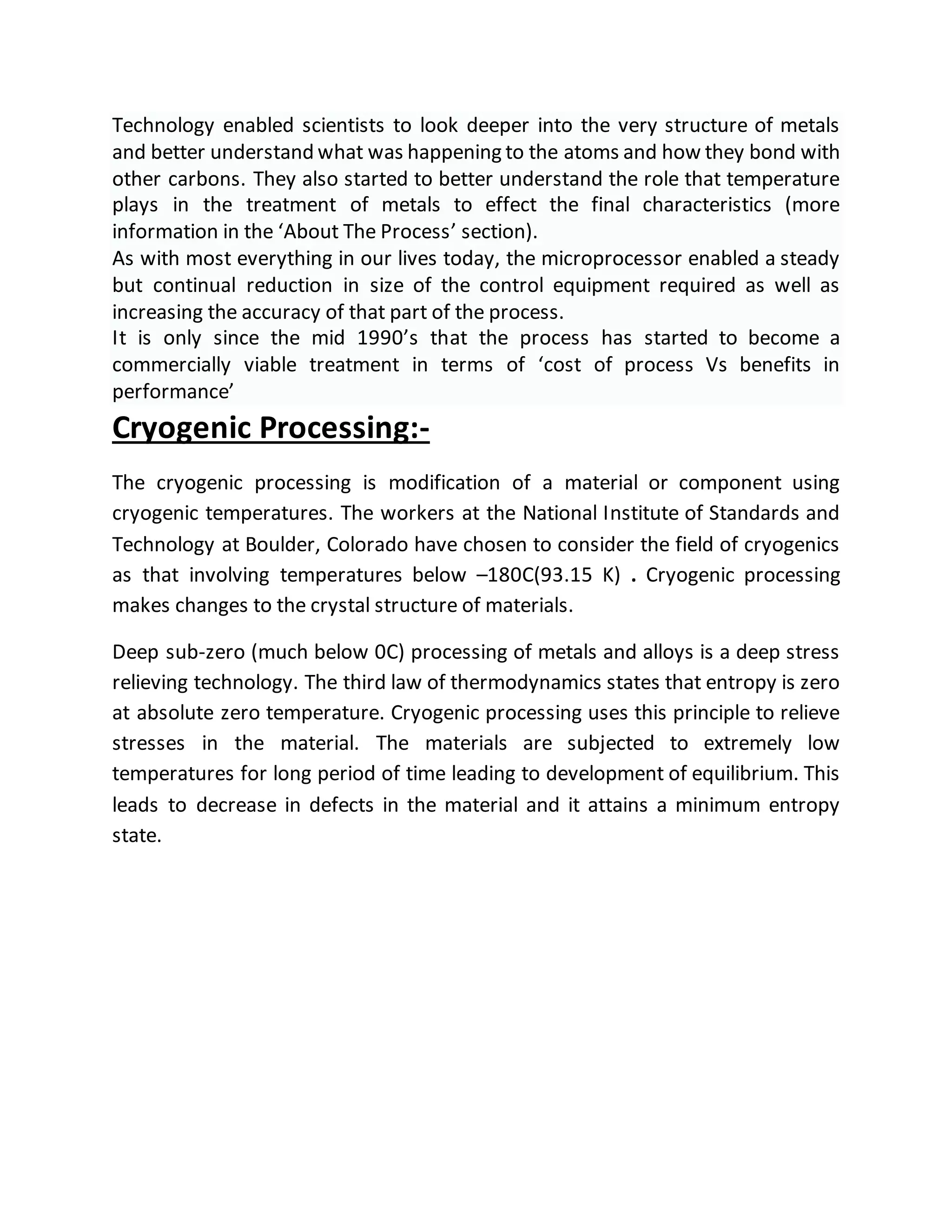 Report on cryogenic heat treatment | DOCX