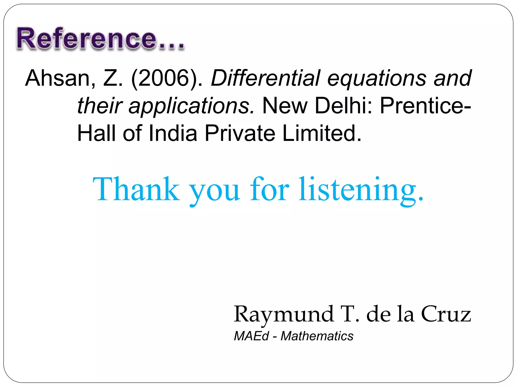 Report on differential equation | PPTX