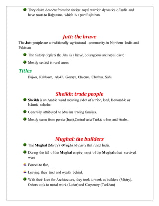 Report on diiferent castes in pakistan | DOCX