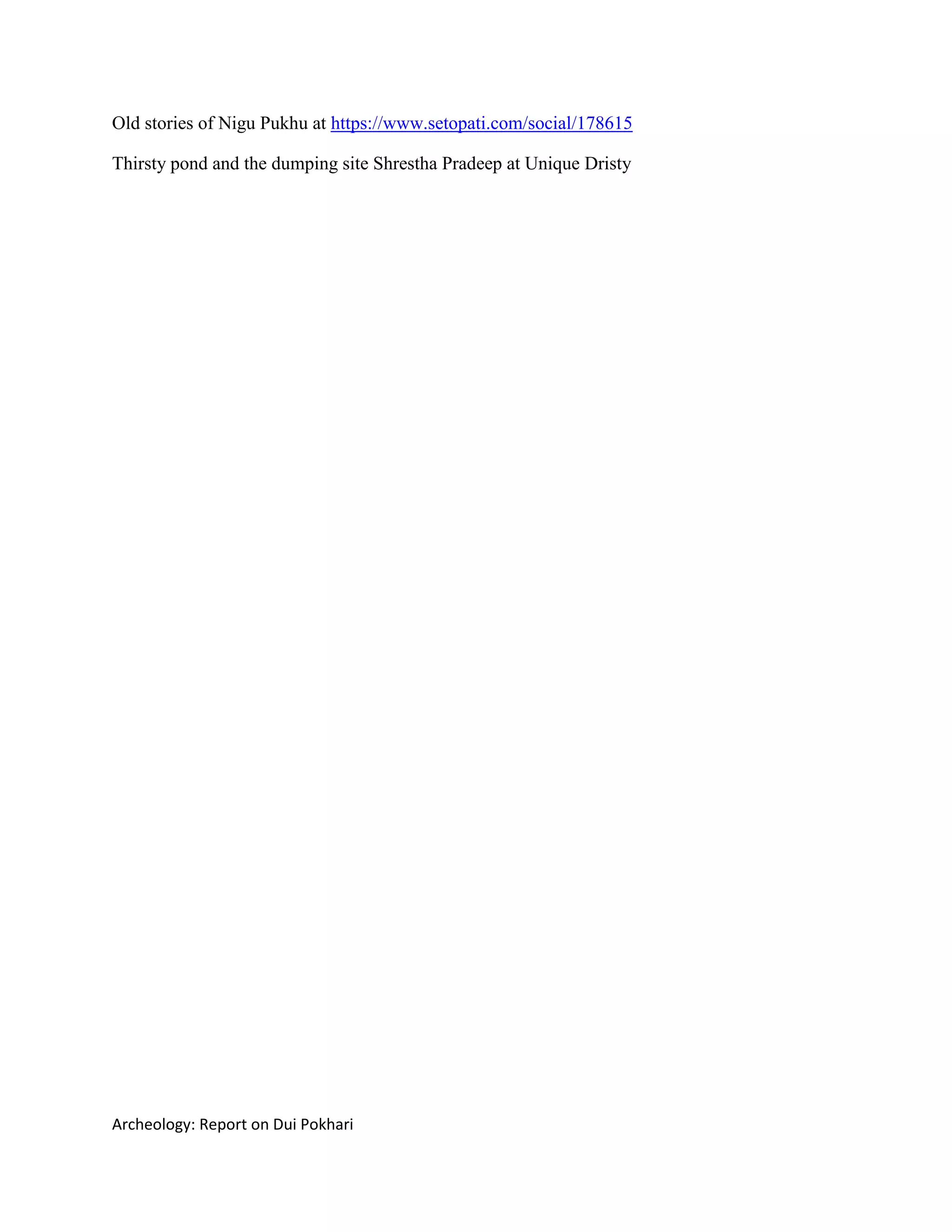 Report on dui pokhari ( nigu pukhu ) | PDF