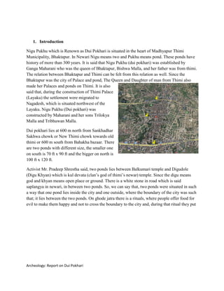 Report on dui pokhari ( nigu pukhu ) | PDF