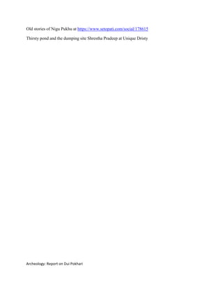 Report on dui pokhari ( nigu pukhu ) | PDF