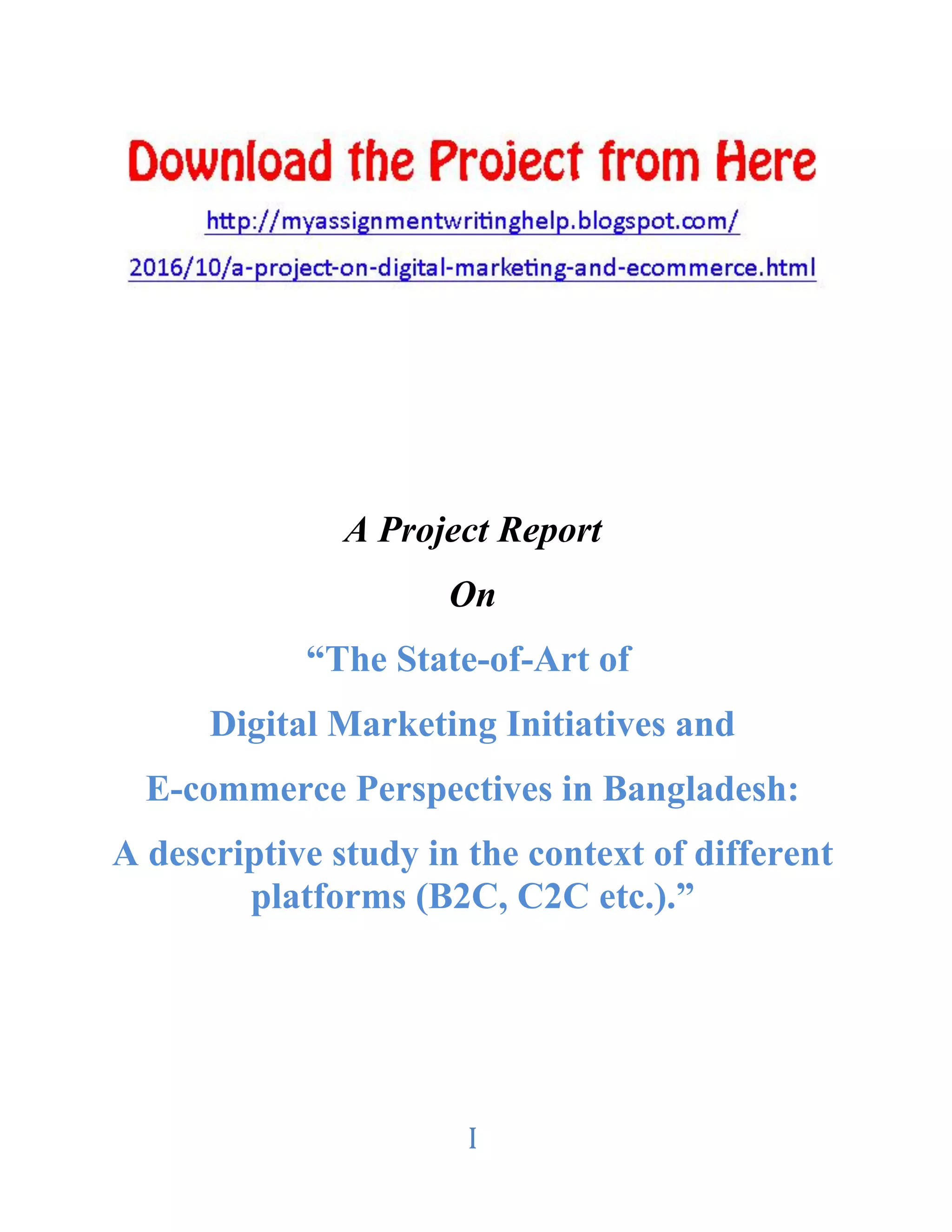 A Project on Digital Marketing Initiatives and E-commerce Perspectives ...