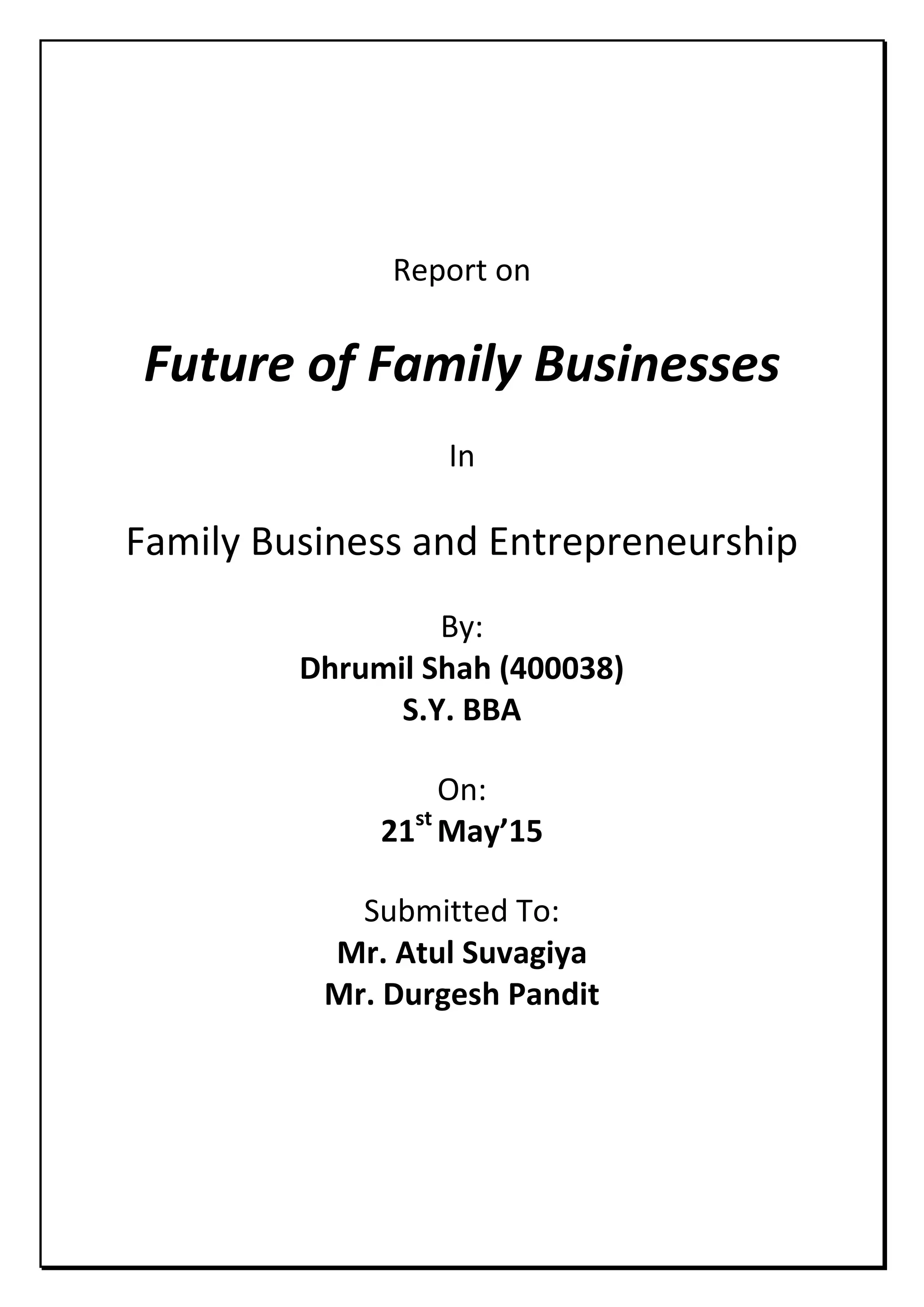 Report on Future of Family Business | PDF