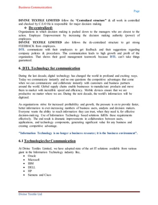 Report on effective business communicatoin of divine textile ltd 1 | DOCX
