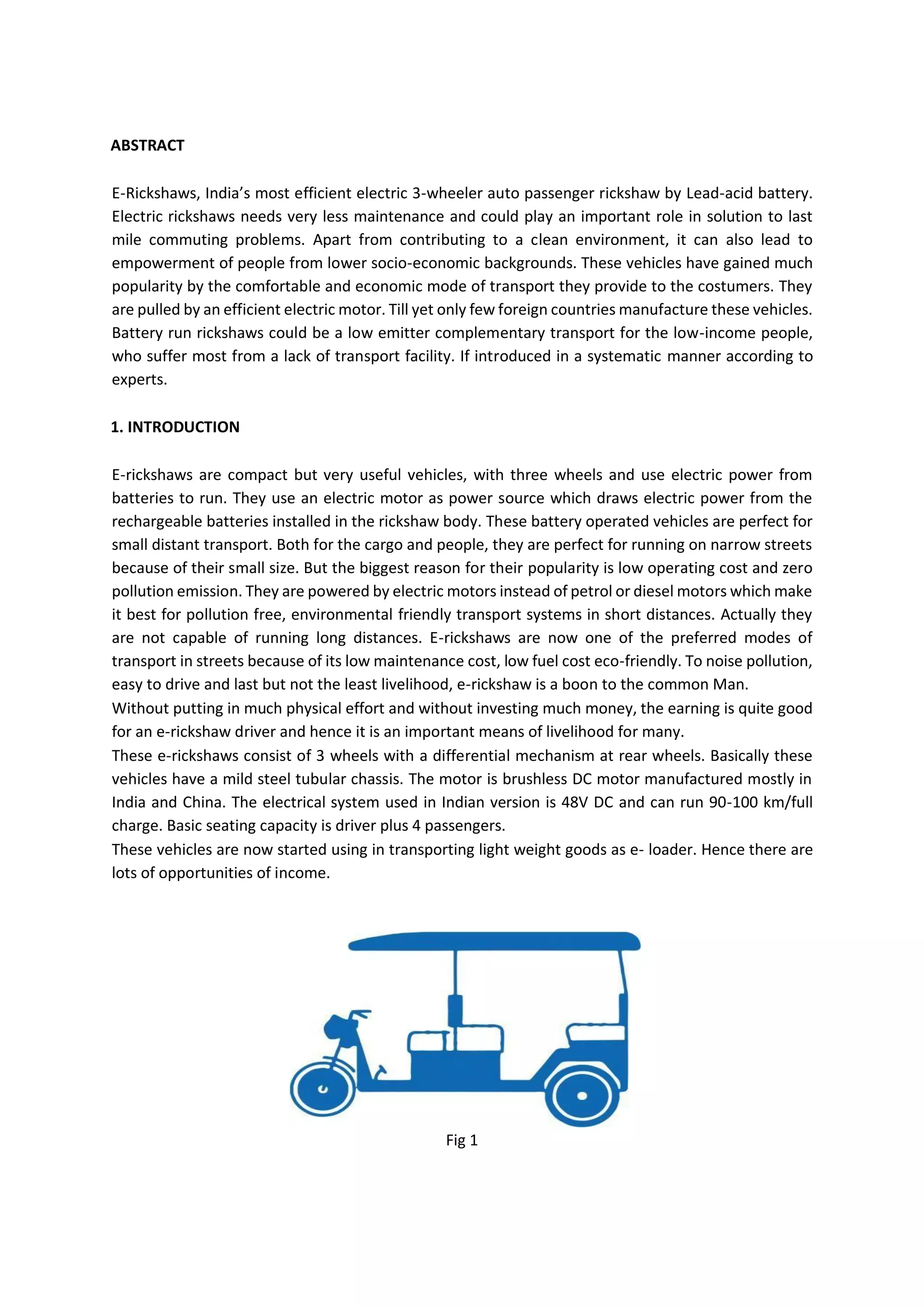 Report on electric rickshaw and case studies | PDF