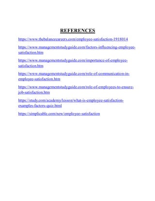 Report on employee satisfaction | PDF