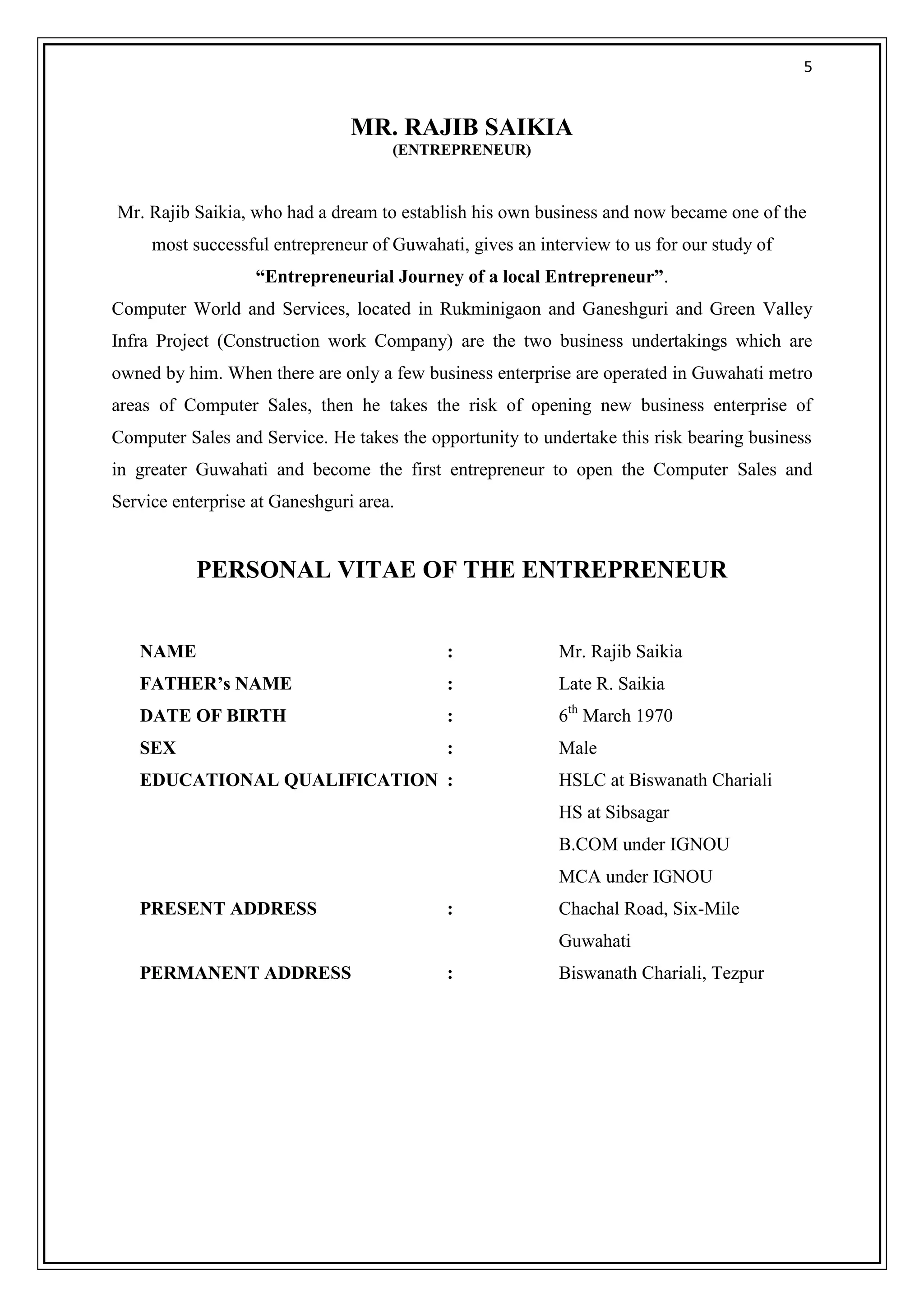 Report on entrepreneurship | PDF