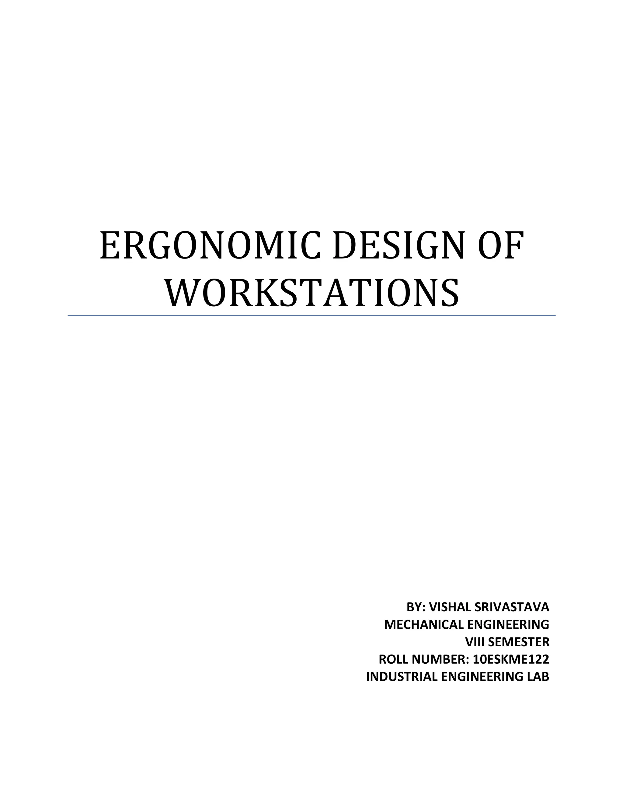 Report on ergonomic design of workstations | PDF