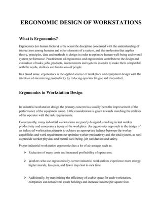 Report on ergonomic design of workstations | PDF
