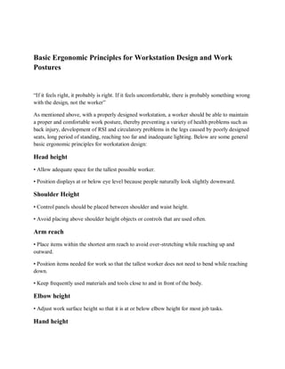 Report on ergonomic design of workstations | PDF