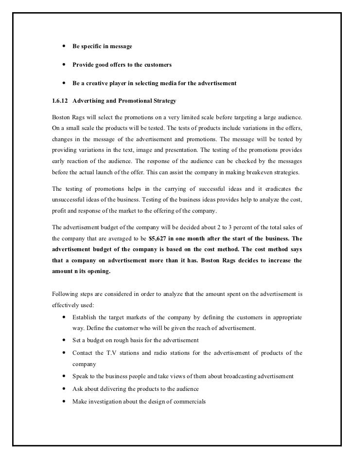 Report on establishing a clothing line