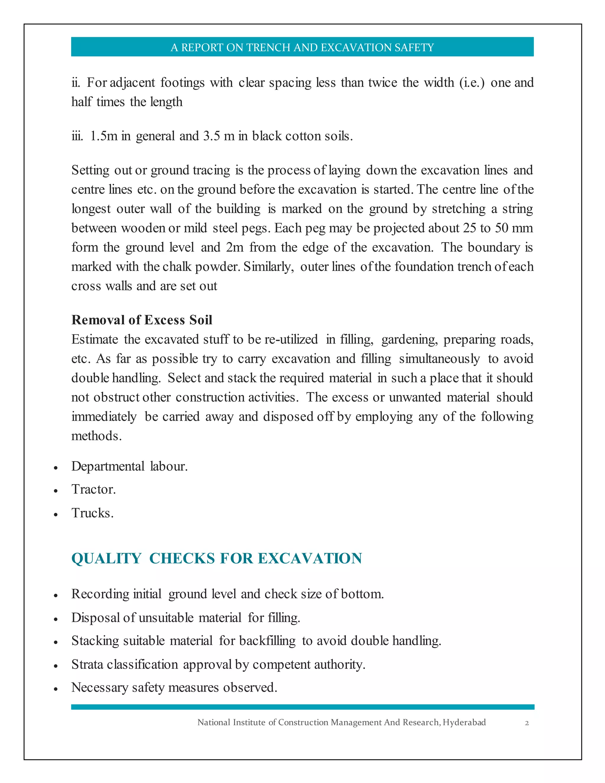 Report on excavation | DOCX