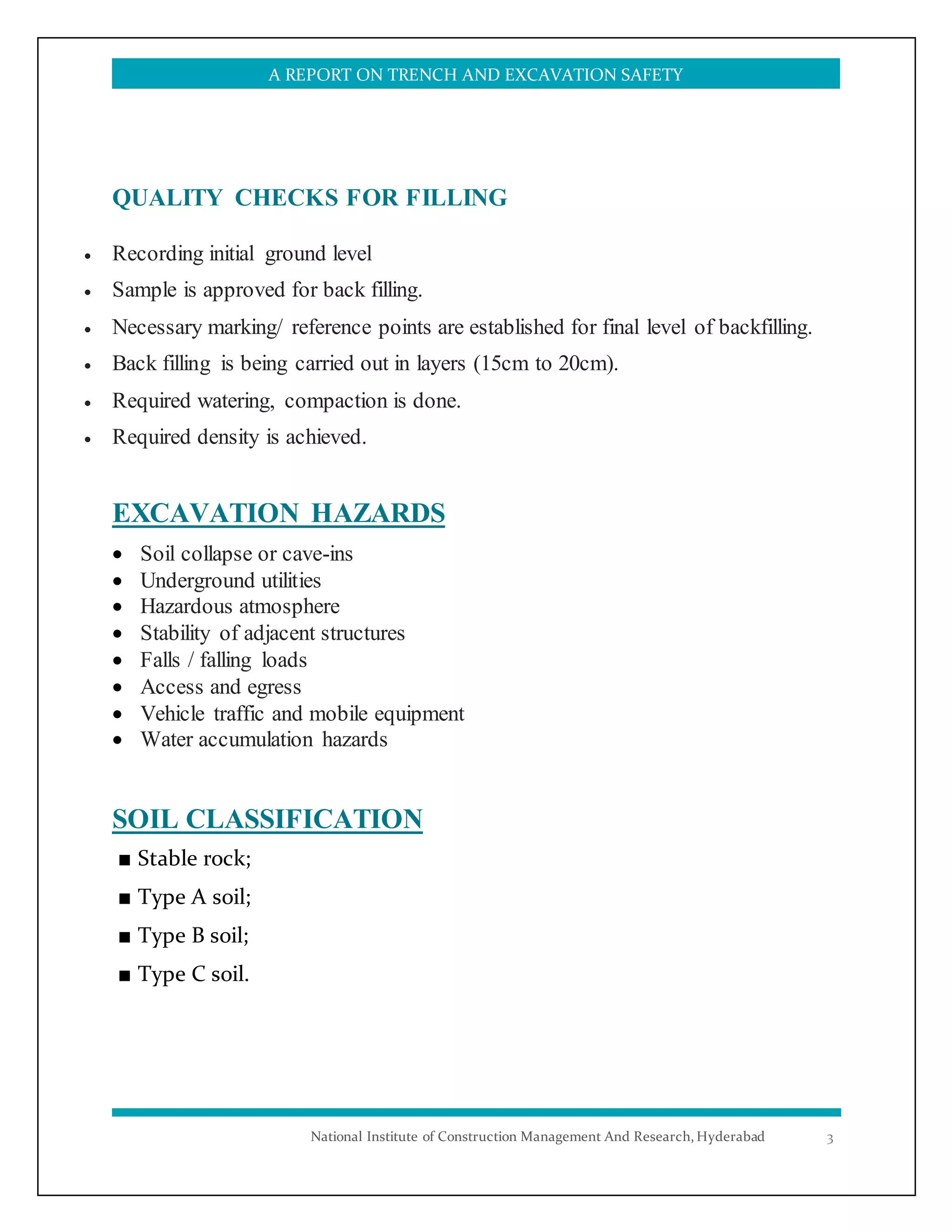 Report on excavation | DOCX