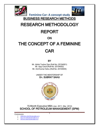 Report on Feminine Car (business research methods) | PDF