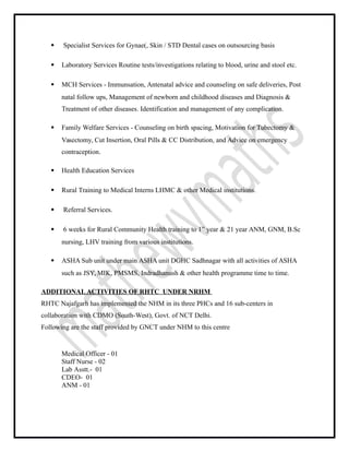 Report on field visit to rural health training centre najafgarh | PDF