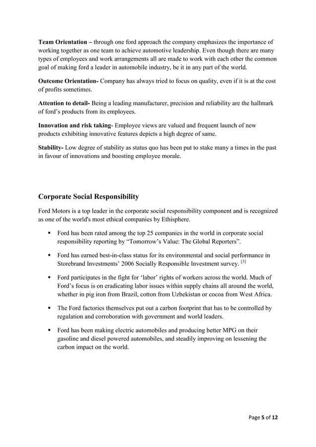 Report on ford motor company (POM)