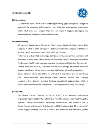 Report on GENERAL ELECTRIC | DOCX | Human Resources | Business