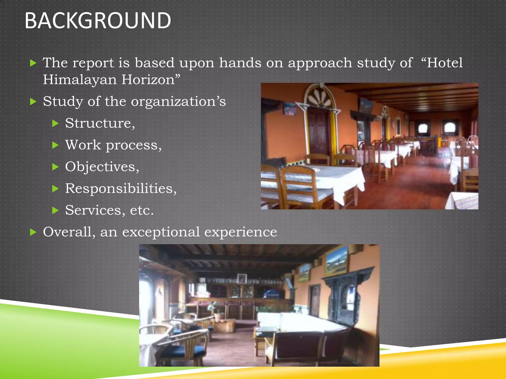 Report on hotel himalayan horizon | PPTX