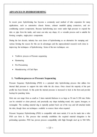 Report on hydroforming | DOCX