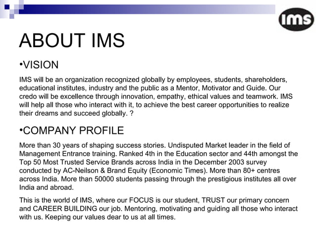 Report On Ims | PPT