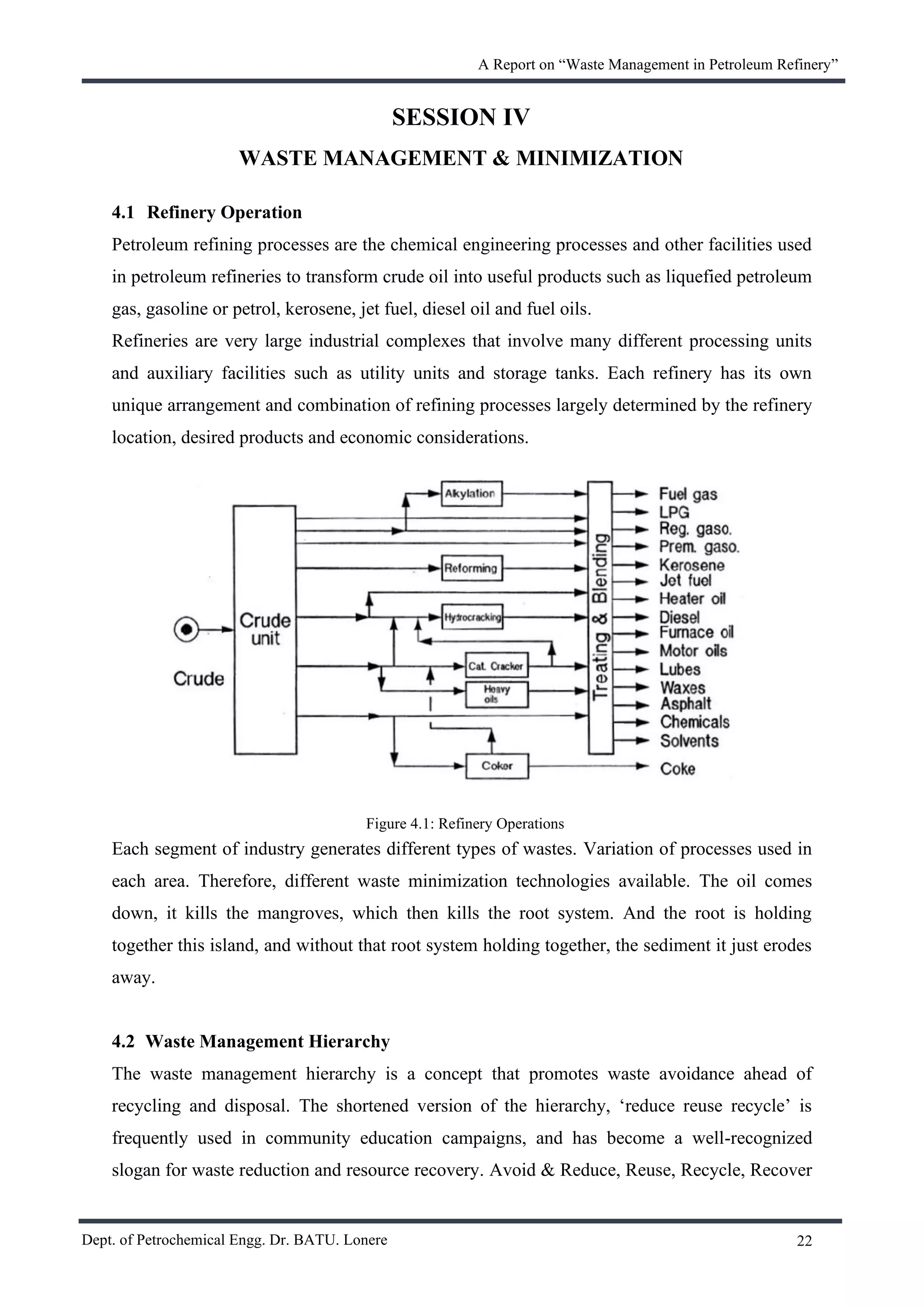 Report on Internship on Waste Management in Petroleum Refinery. | PDF