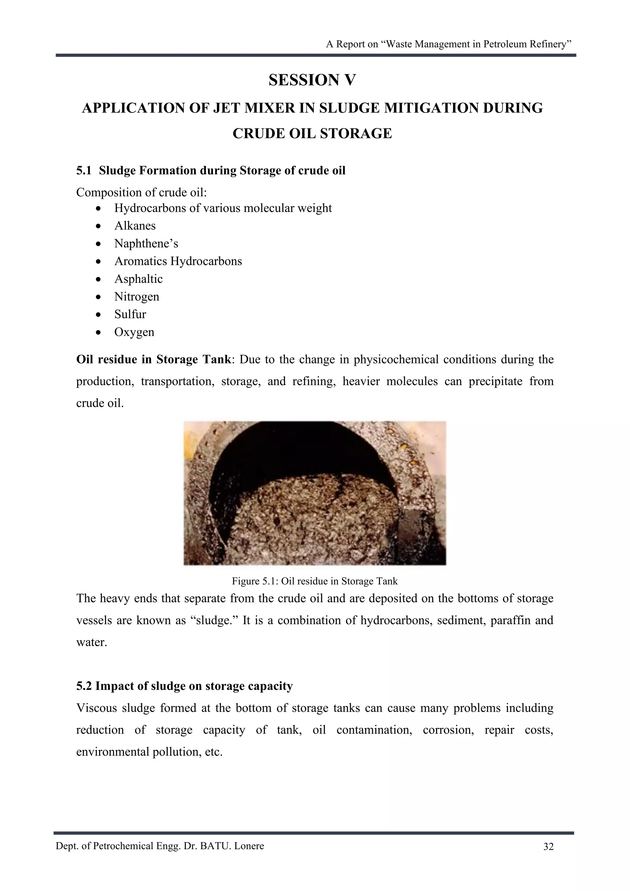Report on Internship on Waste Management in Petroleum Refinery. | PDF