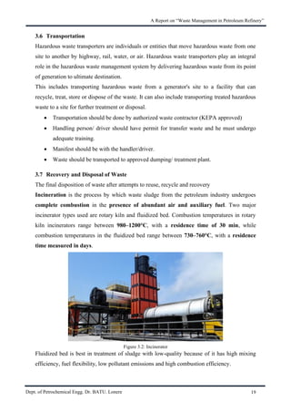 Report on Internship on Waste Management in Petroleum Refinery. | PDF