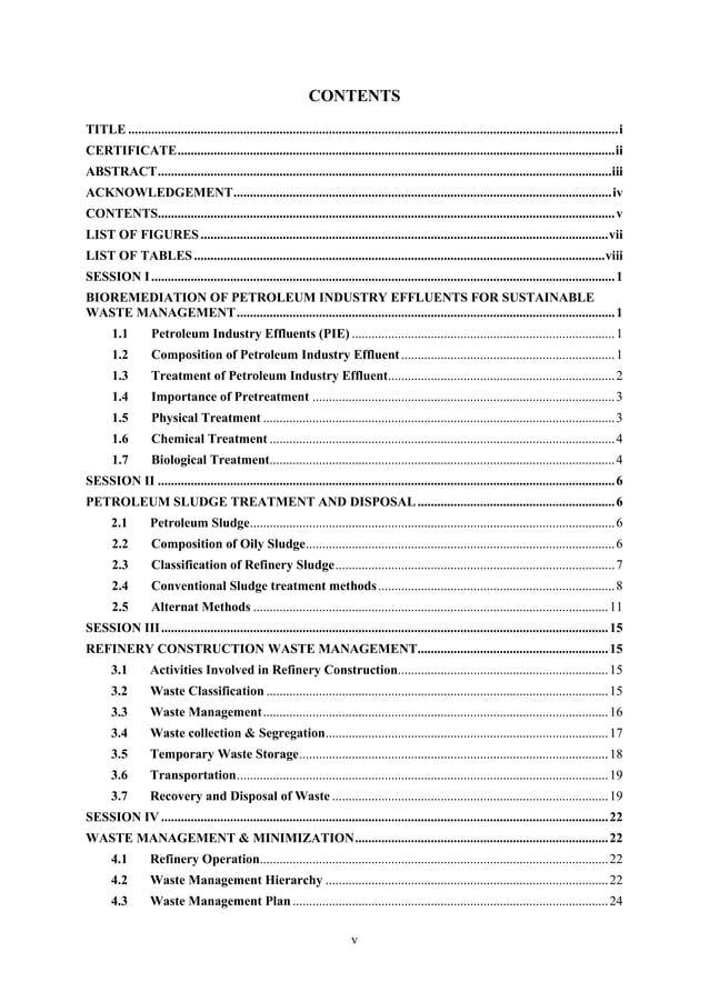 Report on Internship on Waste Management in Petroleum Refinery. | PDF