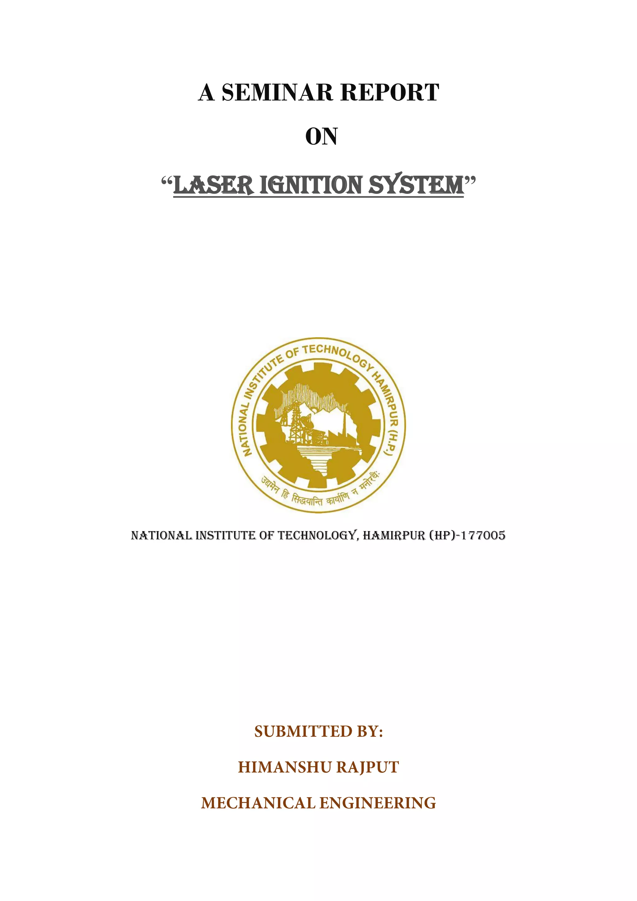 Report on laser ignition system | PDF