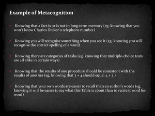 Metacognition in Persons with Learning Disability | PPT