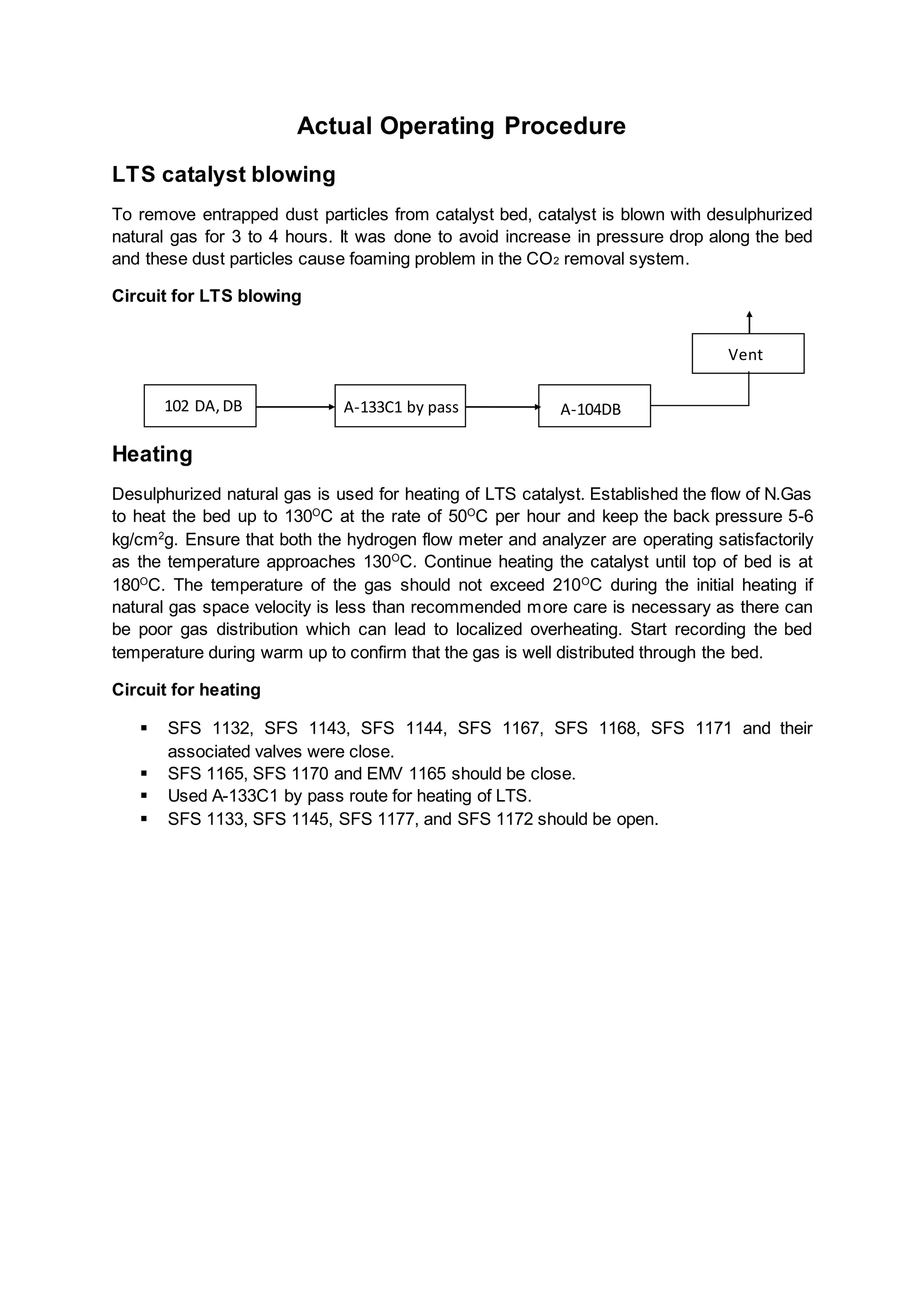 Report on Low temperature shift converter Catalyst reduction | PDF
