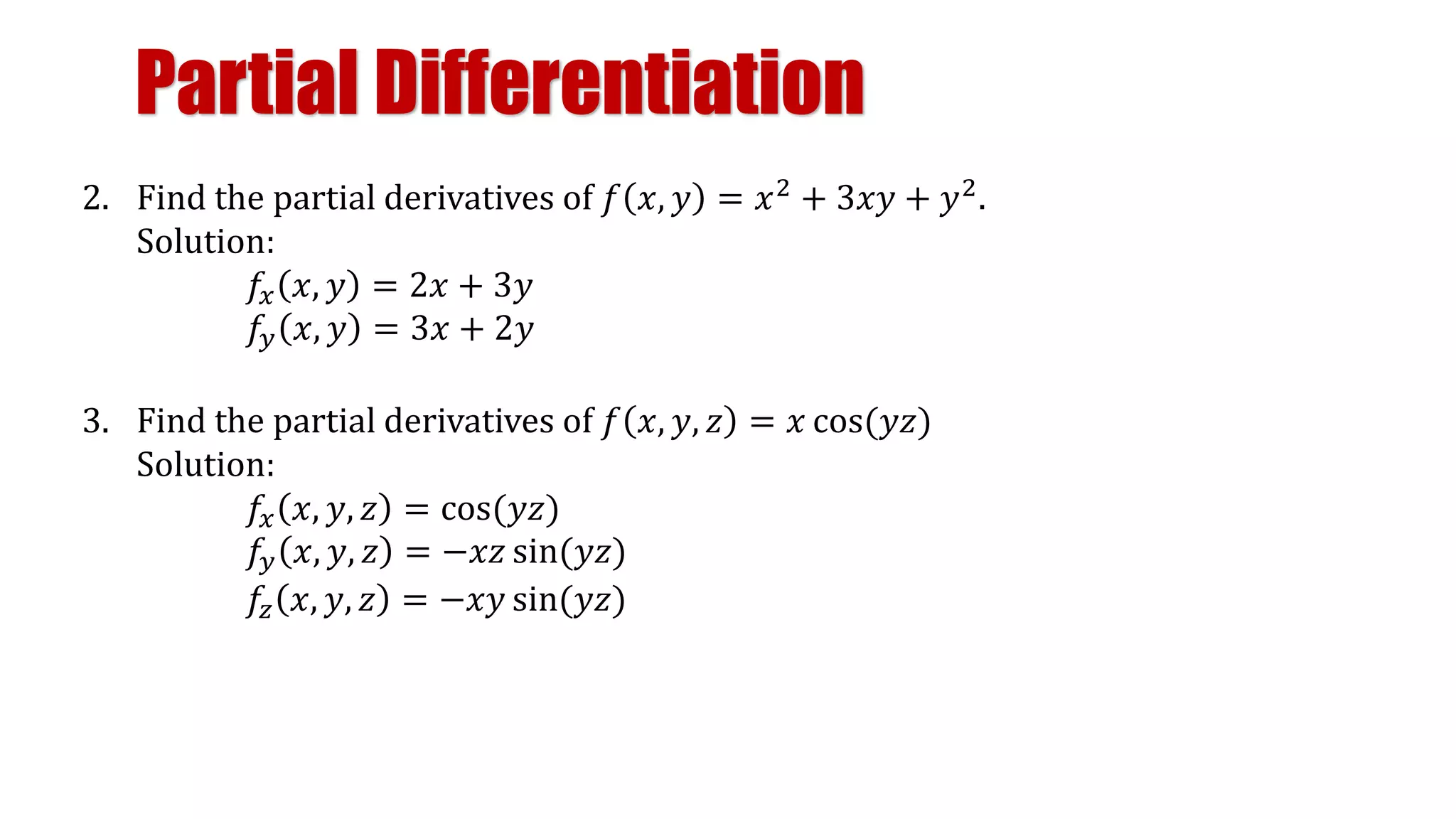 Higher Derivatives & Partial Differentiation | PPTX