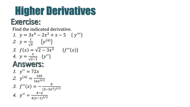 Higher Derivatives & Partial Differentiation | PPTX